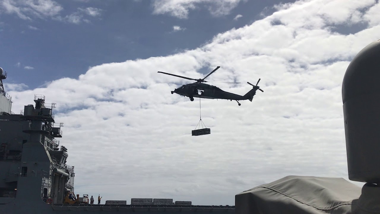 US Navy vertical replenishment (vertrep) - YouTube