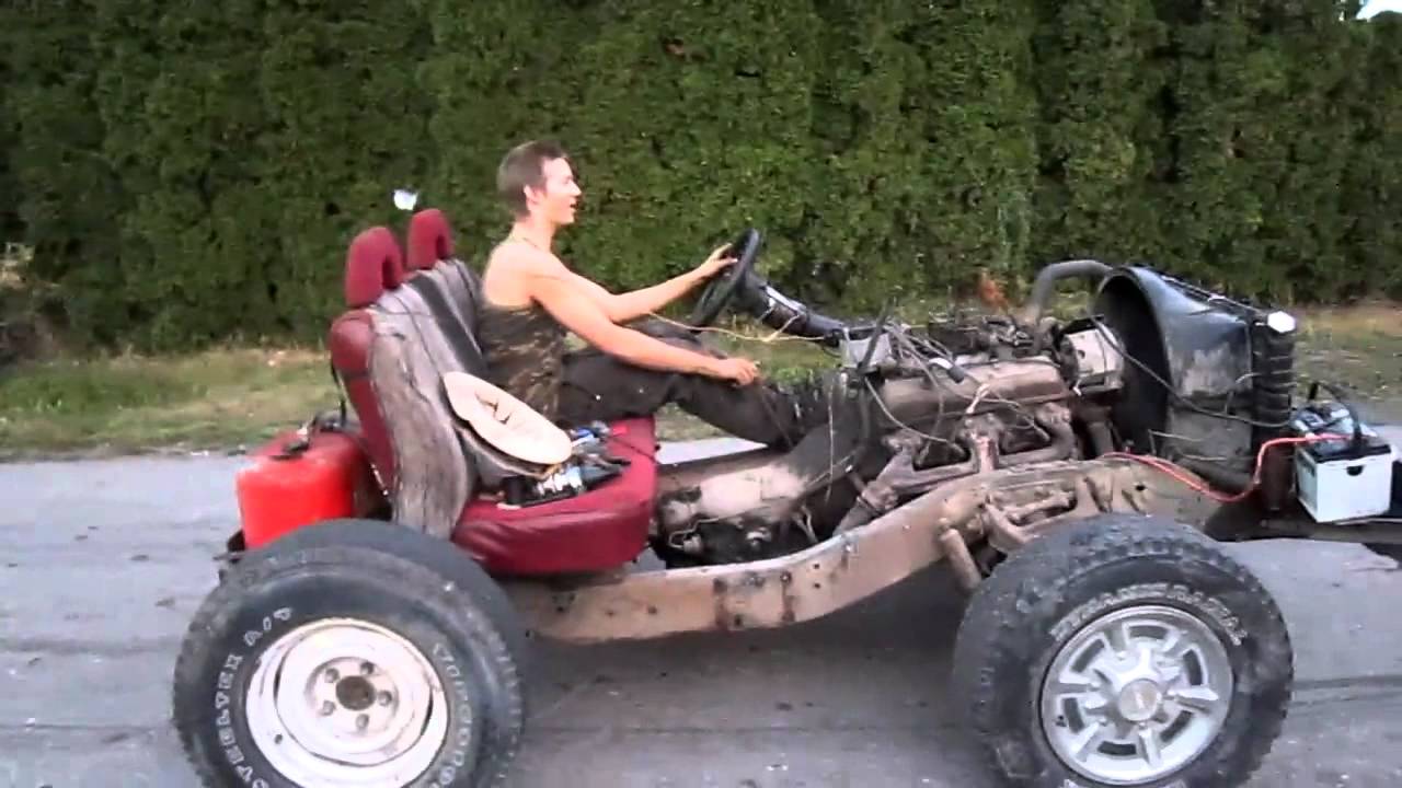 350 v8 go cart first run burnout - YouTube