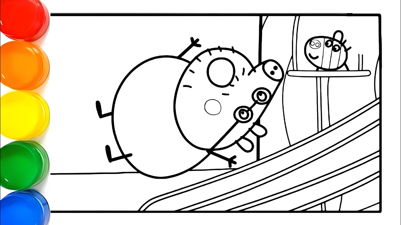 Daddy Pig Slipped in the water Drawing Easy for Kids | Daddy Pig ...