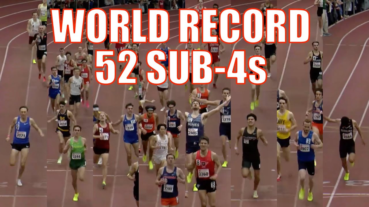 WORLD RECORD! 52 Sub-4 Miles At A Single Meet - YouTube
