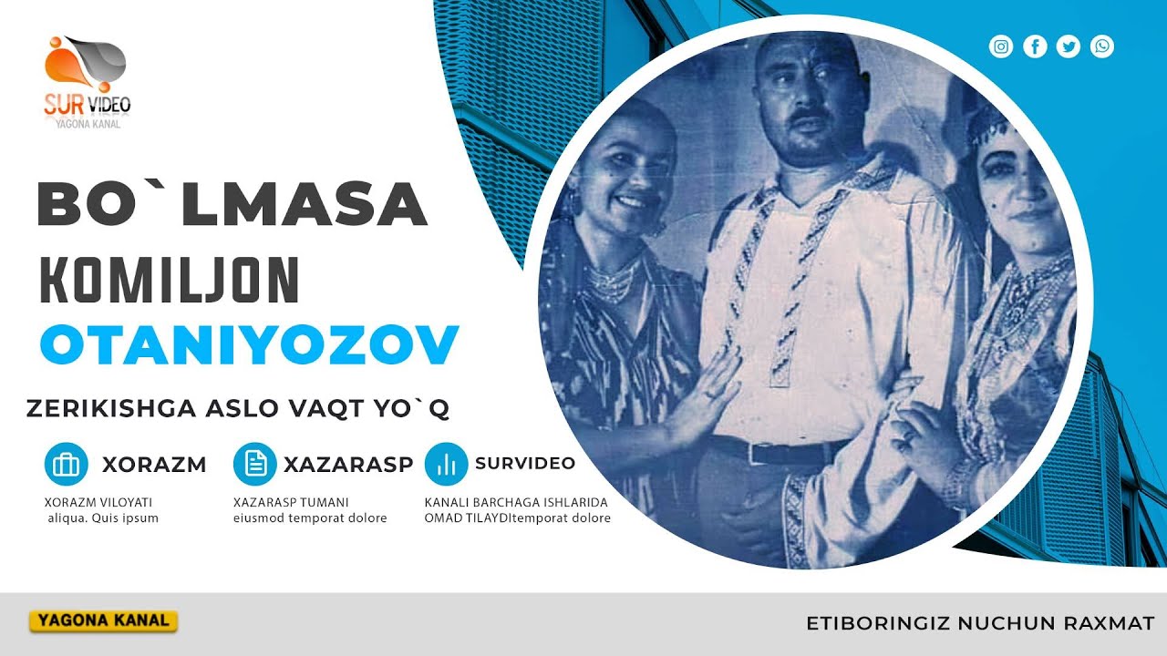 Komiljon Otaniyozov - Bo`lmasa_Комилжон Отаниёзов - Бўлмаса (жаSurVideo) - YouTube