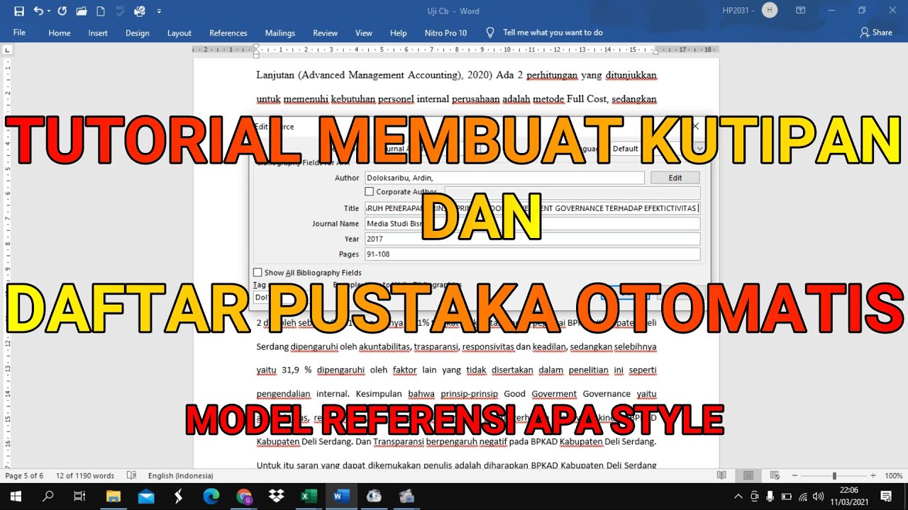 Cara Membuat Kutipan dan Daftar Pustaka Secara Otomatis dengan Model ...