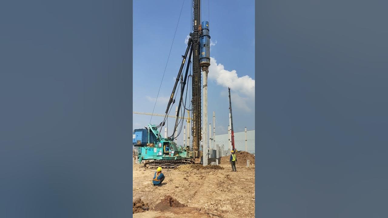 รถตอกเสาเข็มPD diesel piling hammer - YouTube