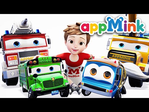 Bus, Toy carrier truck, Wheels On The Bus and Police Car Race | appMink ...