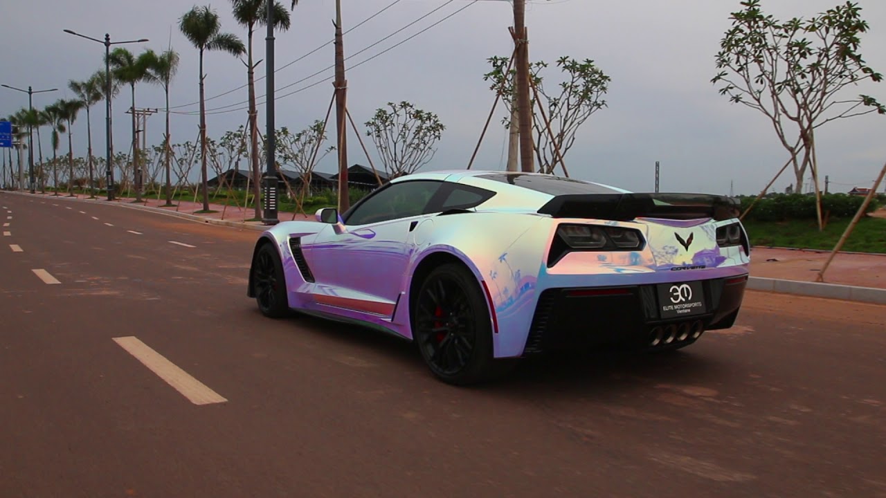 Corvette Z06 Holographic Chrome Wrap by Elite Motorsports - YouTube