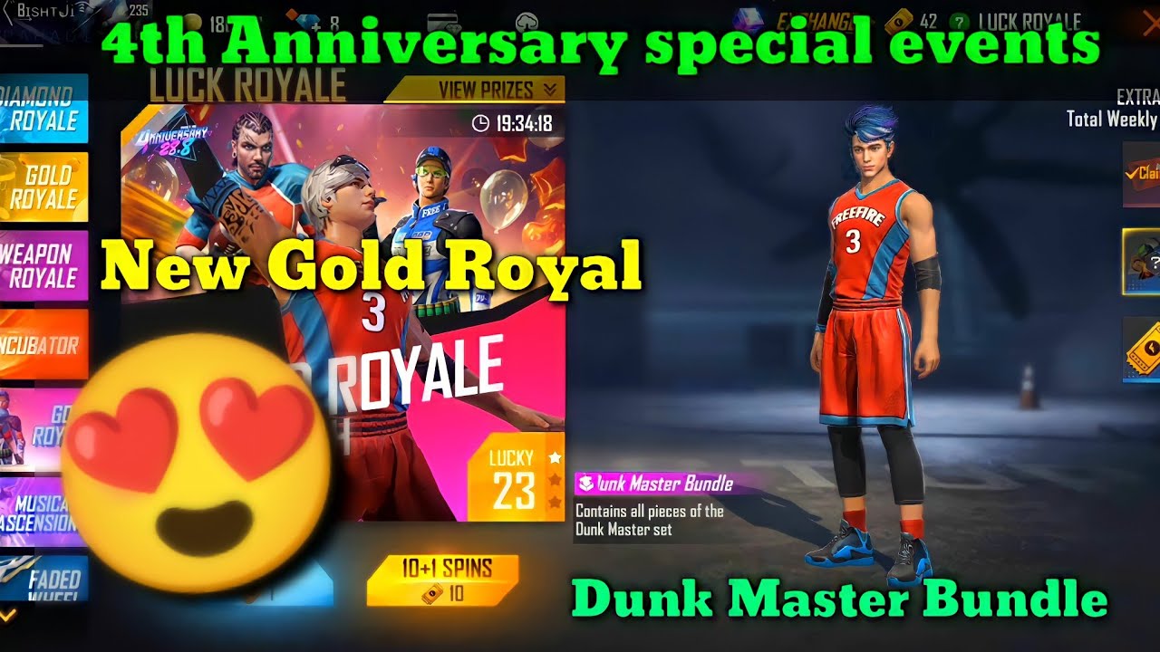 SPECIAL GOLD ROYAL OLD DUNK MASTER BUNDLE IN FREE FIRE//NEW GOLD ROYAL ...