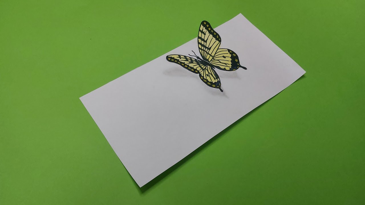 How to draw 3D butterfly 🦋 Optical illusion - YouTube