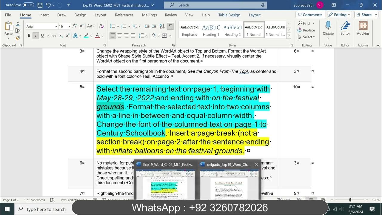 Exp19_Word_Ch02_ML1_Festival | Exp19_Word_Ch02_ML1 | Word Chapter 2 Festival | @Assignment ...