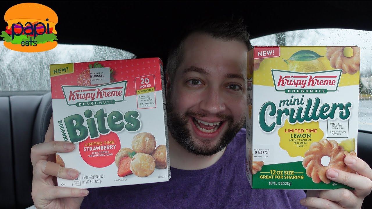 Krispy Kreme Doughnut Bits & Mini Crullers - Taste Test Review - YouTube