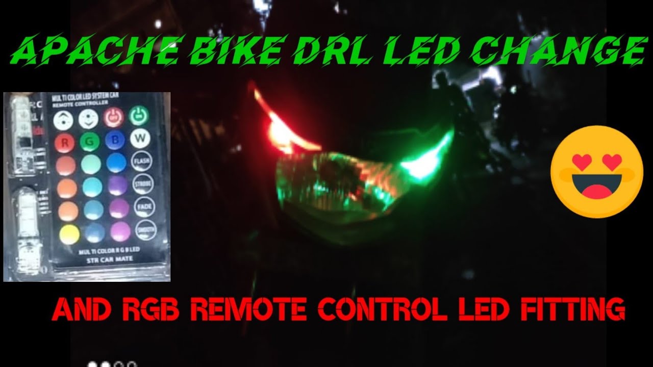 Apache Bike || DRL Led change & RGB Remote control Led Fitting - YouTube