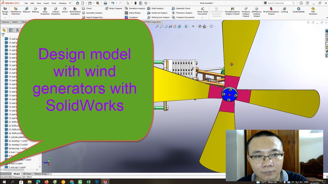 Design model with wind generators with SolidWorks Software - YouTube