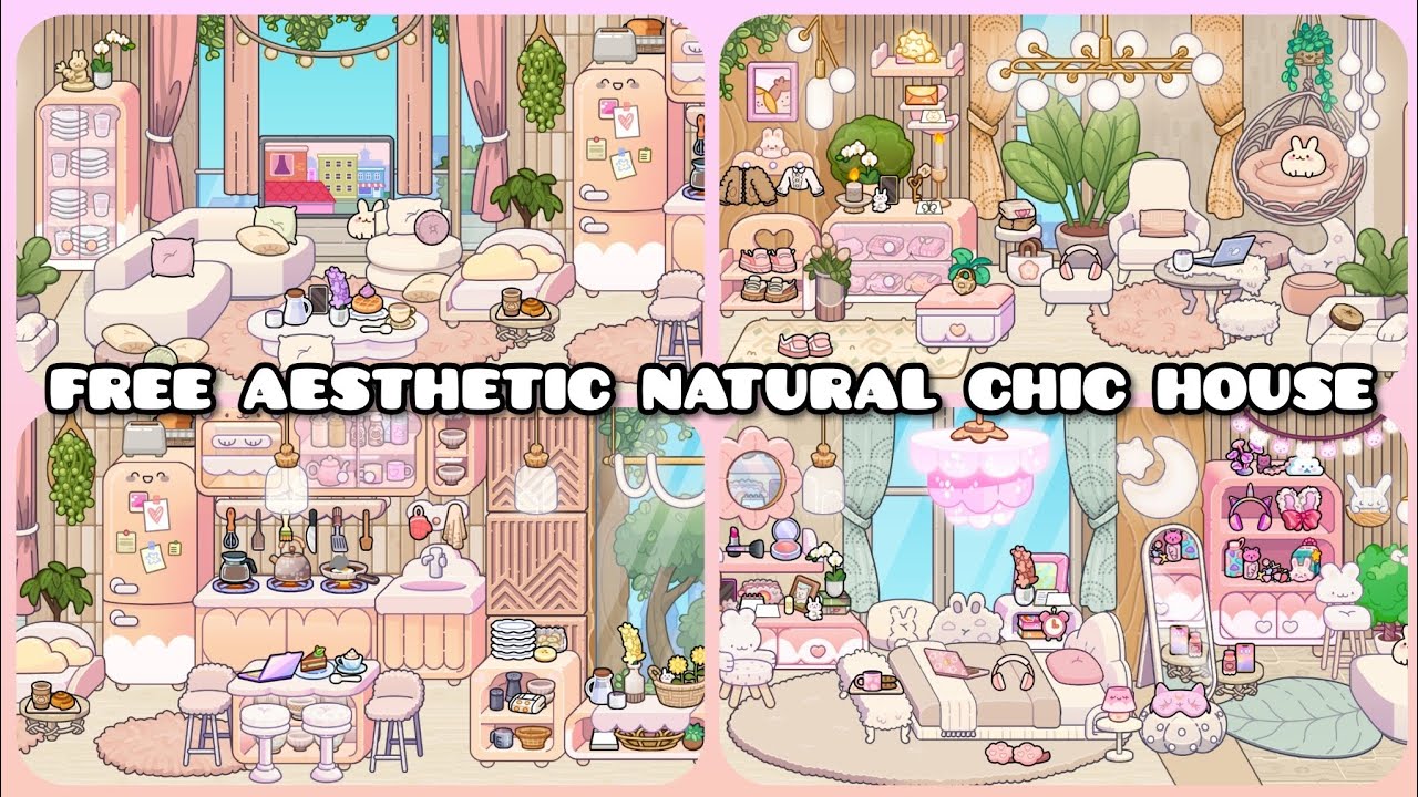 💞FREE AESTHETIC 💞NATURAL CHIC HOUSE🌿 TOUR/BUILD🧸 / AVATAR WORLD House ...