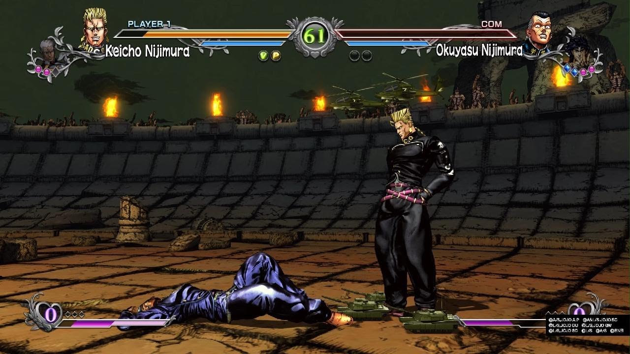 JoJo's Bizarre Adventure All Star Battle R Keicho vs Okuyasu - YouTube