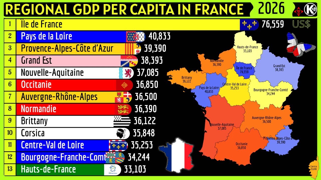 REGIONAL GDP PER CAPITA IN FRANCE - YouTube