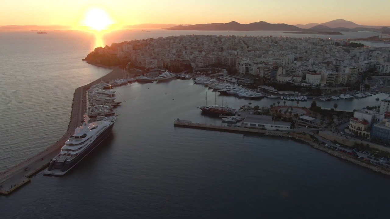 Sunset in Kastella, Piraeus (DJI Mavic 2 Zoom) - YouTube