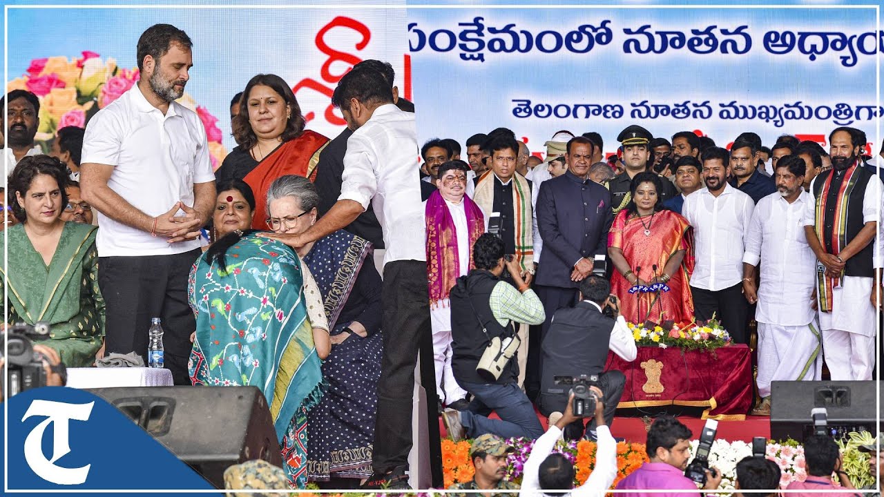 New Telangana CM Revanth Reddy, his family take blessings of Sonia ...