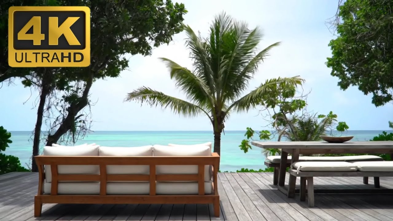 "Relaxing Ocean View with Gentle Waves Sound | Peaceful Beach Ambience ...