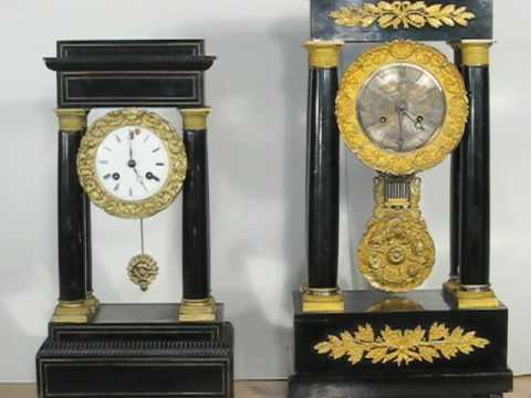 2 French Empire Clocks Striking - YouTube
