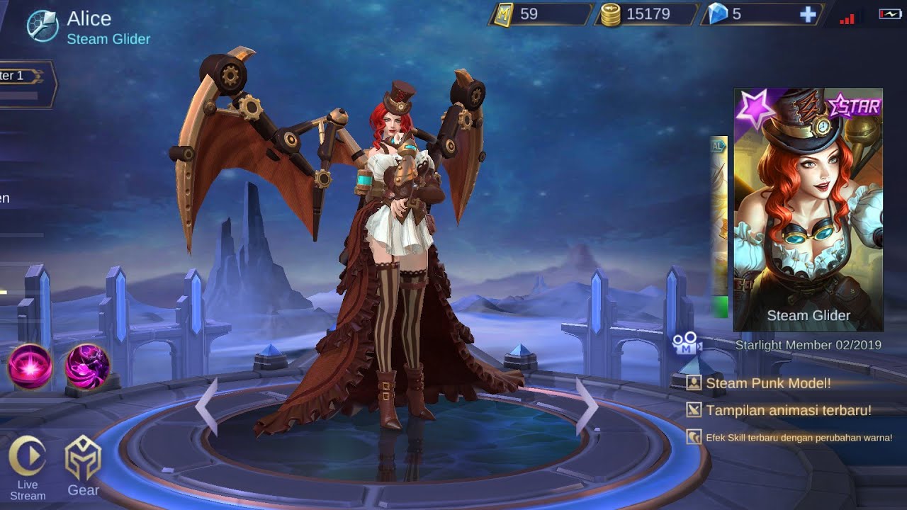 STARLIGHT SKIN FEBRUARY 2019 ALICE STEAM GLIDER | MOBILE LEGENDS - YouTube