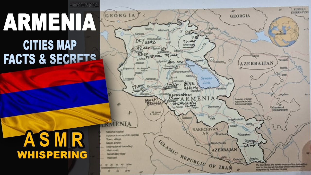ASMR Map of ARMENIA Tracing Main Cities Less Known Facts and Highlights ...