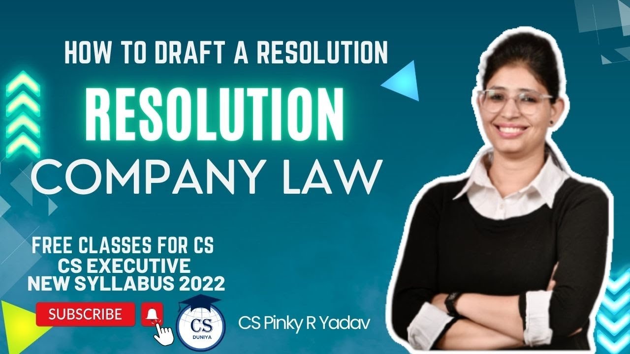CS Executive | Company Law | Resolution | #csexecutivefree - YouTube