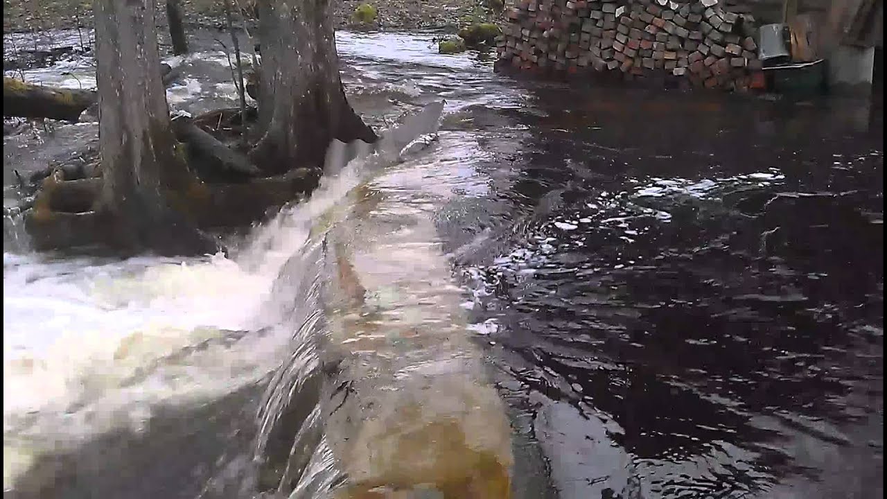 Stream dam overflows after winter - YouTube