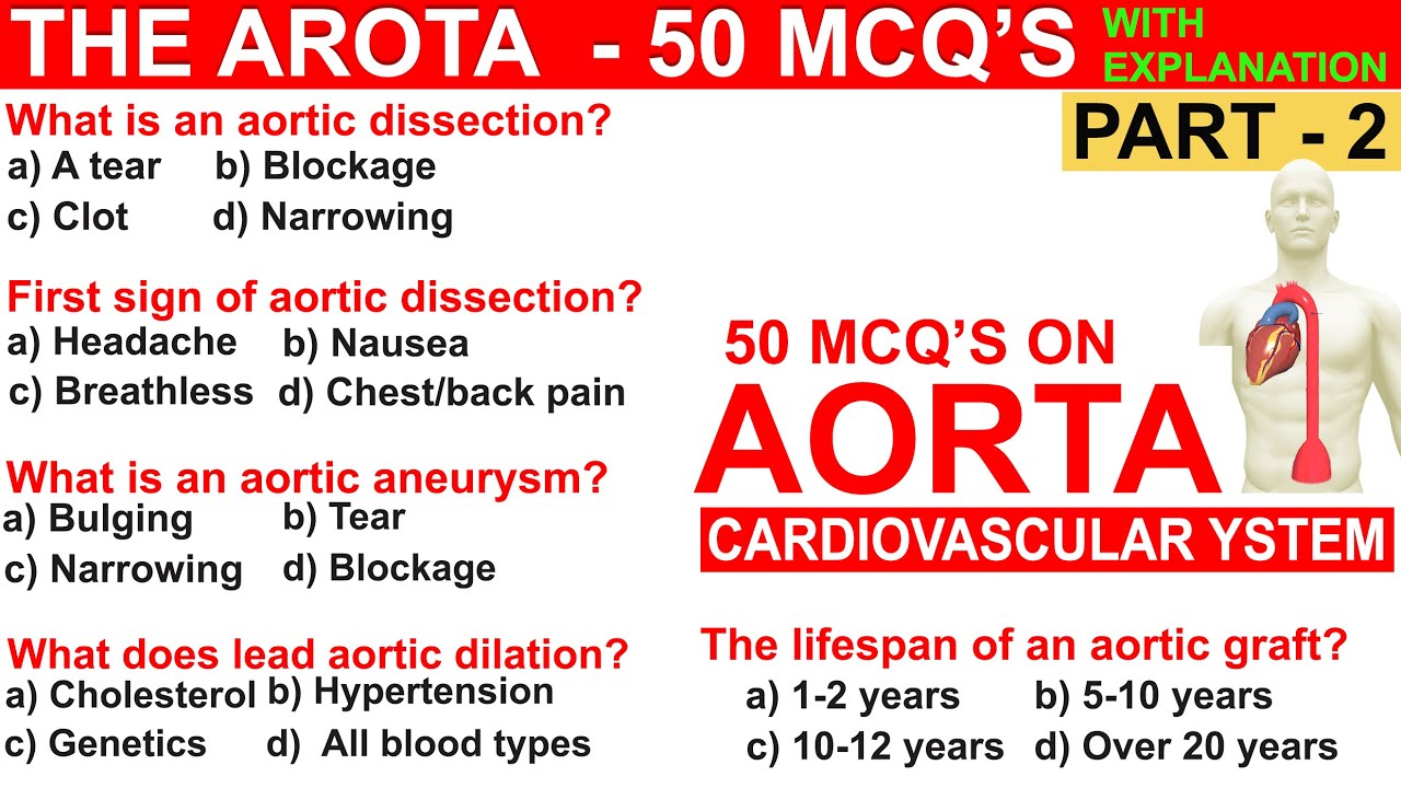 Aorta MCQs That Will Change Your Medical Game | Part 2 | Aortic Dissection | questions answers ...