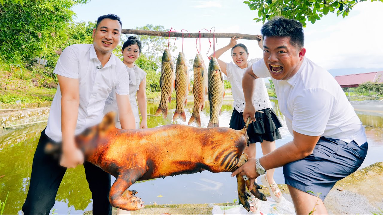 Butchering Black Pig - Catching Fish - Cooking Northwest Vietnam's ...