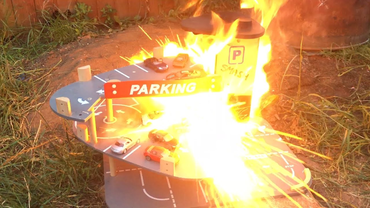 Explosive Toy Garage Fire!! - YouTube