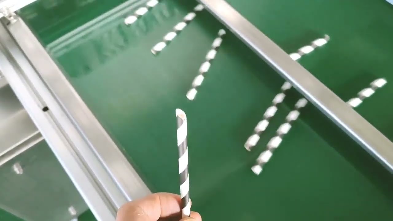 Paper straw bevel machine automatic straws production equipment - YouTube