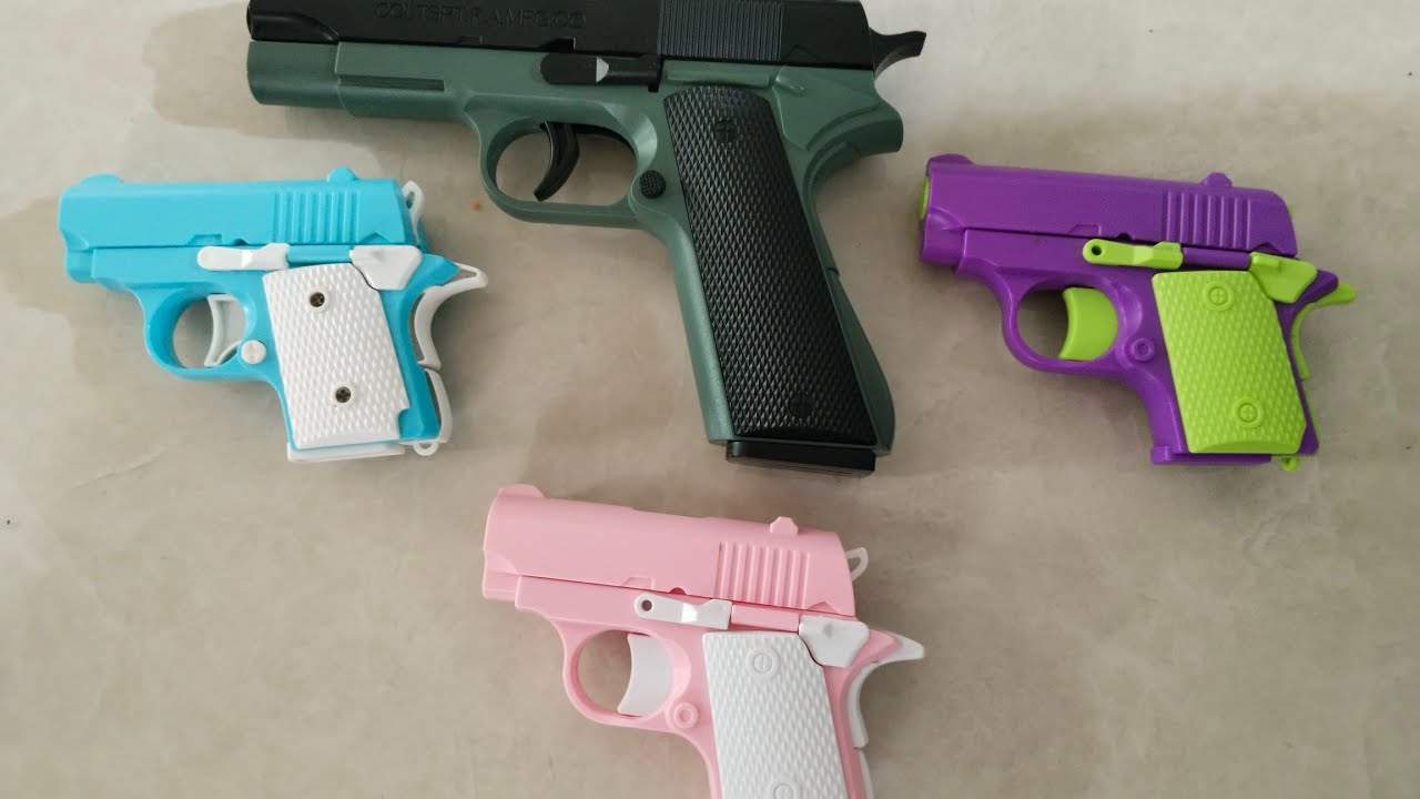 my colt 1911 toy blaster collection (stress shot) - YouTube