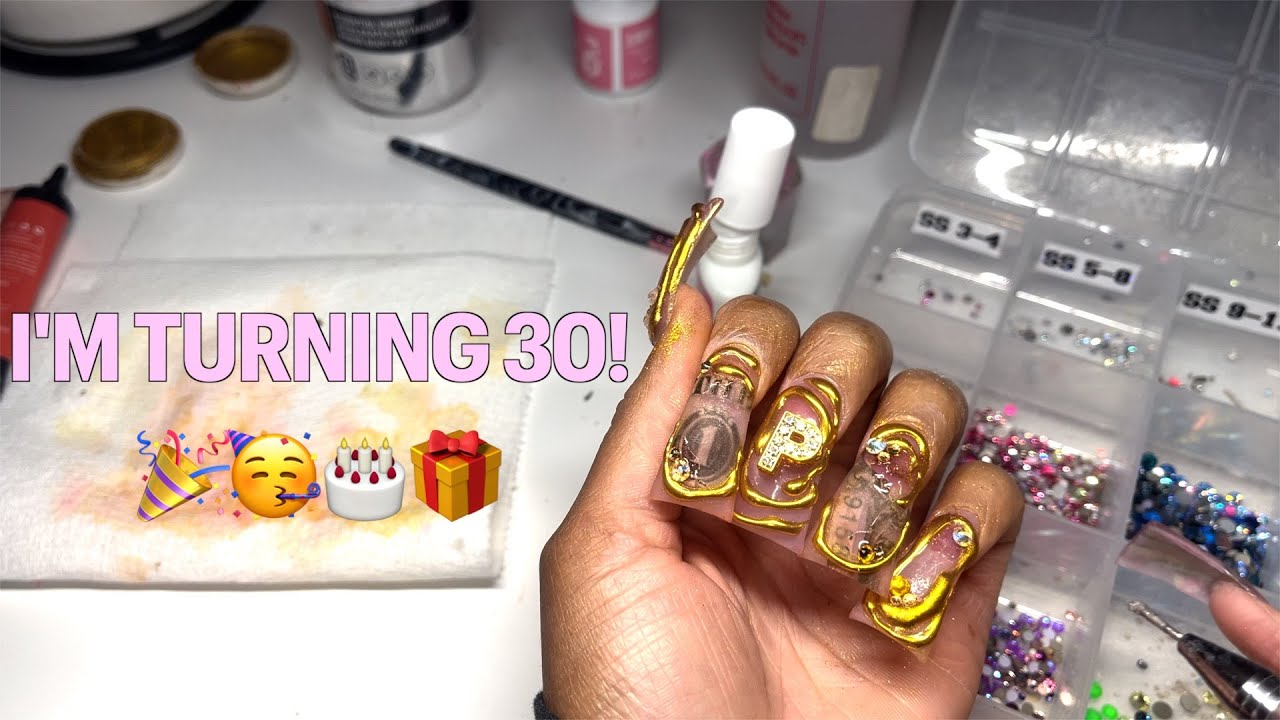 My 30th birthday nails!🥳 Gold duck nails + Let's talk - YouTube