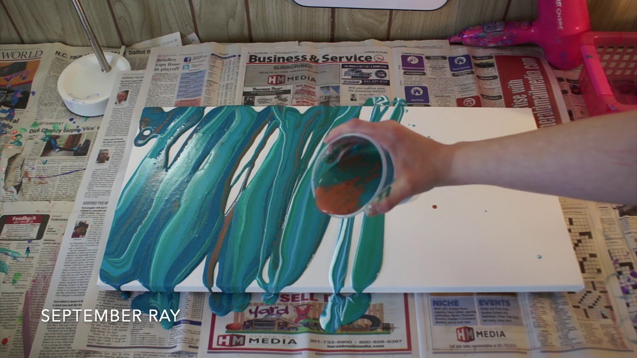 Copper and Green Acrylic Pouring Fluid Art Dirty Pour Technique - YouTube
