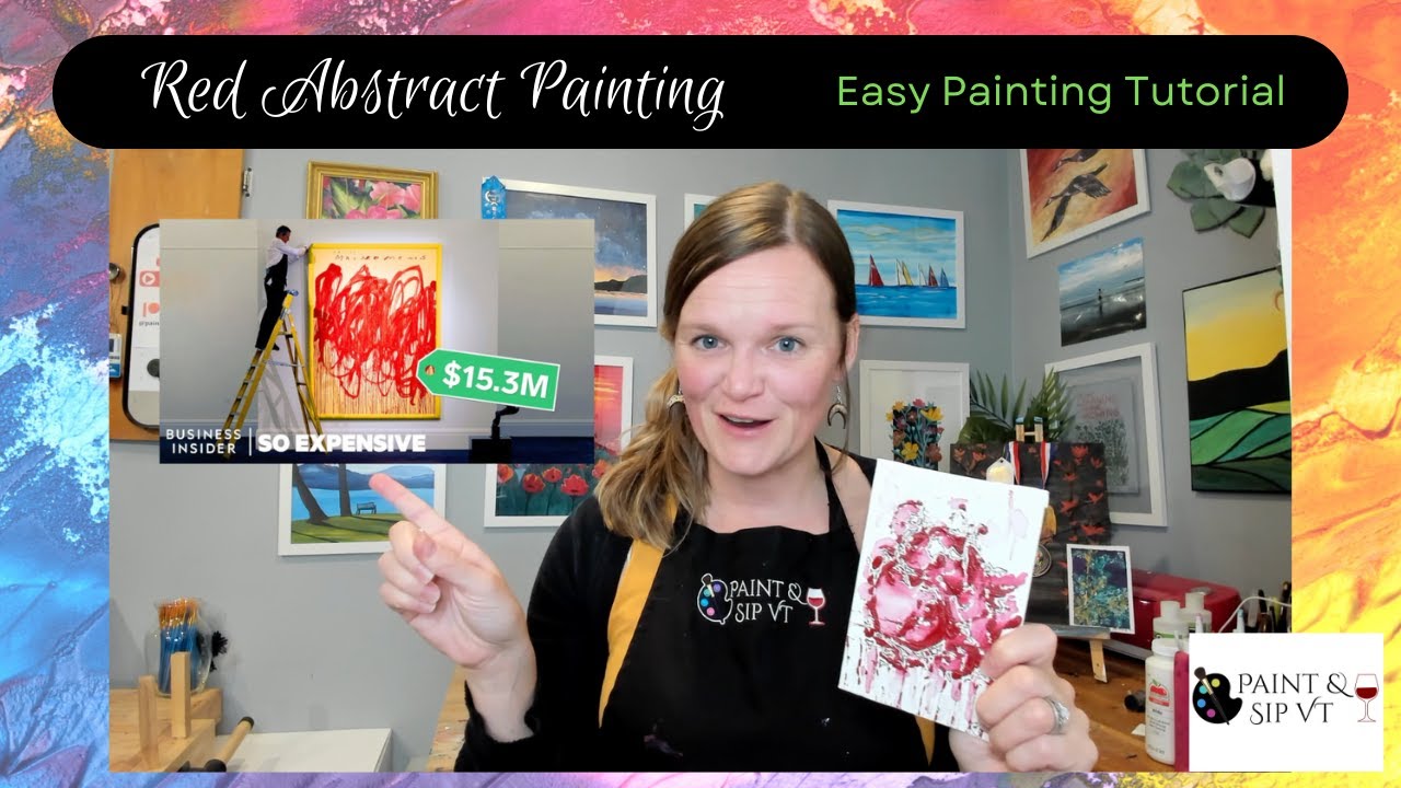 How To Paint a Red Abstract Painting in 4 Simple Steps - Easy Beginner ...