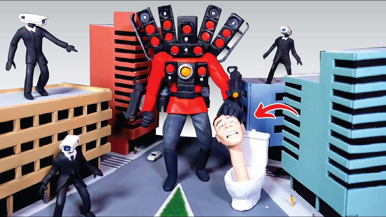 Making Titan Speaker Man Upgraded vs Skibidi Toilet & Cameraman | Polymer Clay | Diorama - YouTube