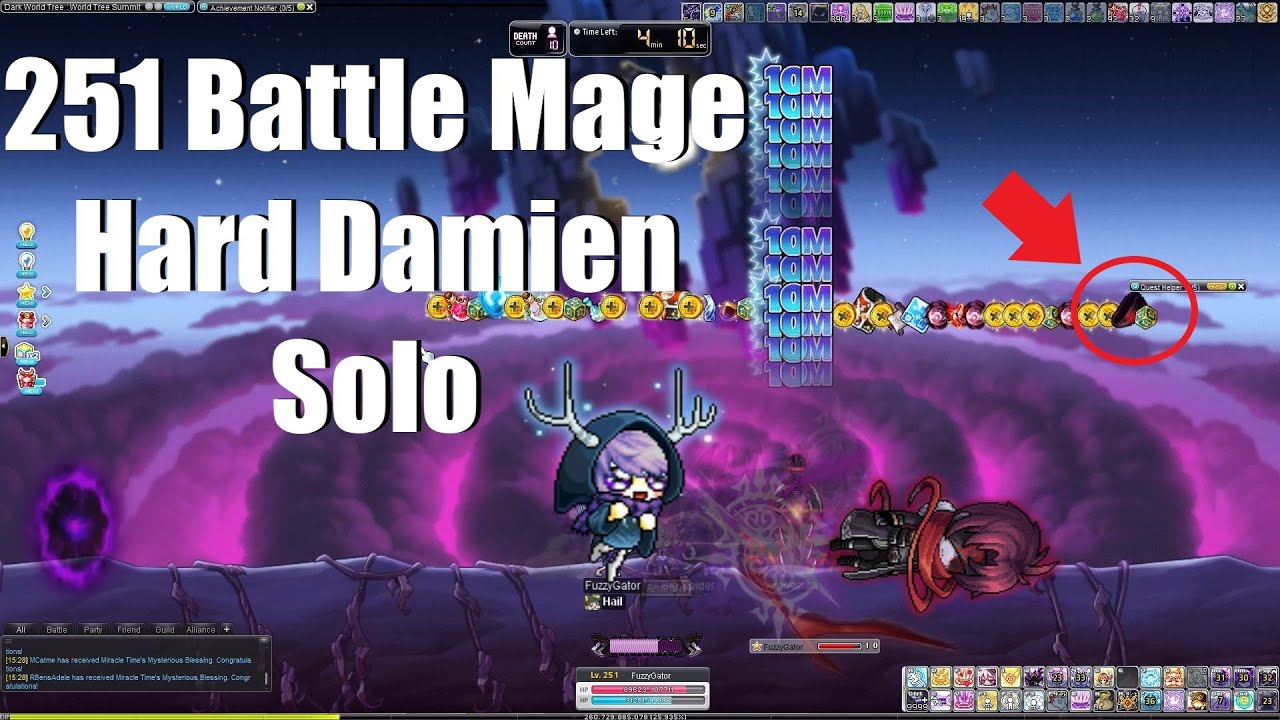 [Maplestory GMS Reboot] 251 Battle Mage Hard Damien Solo (EYEPATCH DROP ...