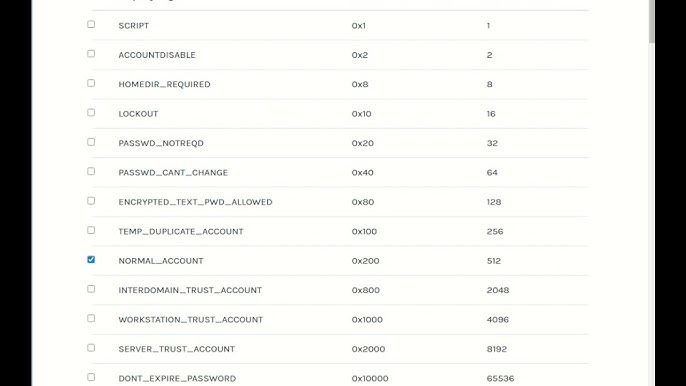 Useraccountcontrol Flags
