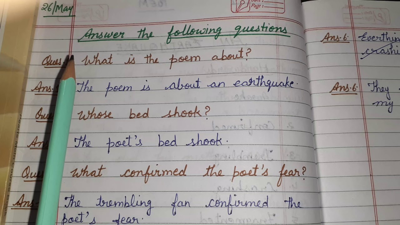 Class 6 Q/A of Poem- An Earthquake - YouTube