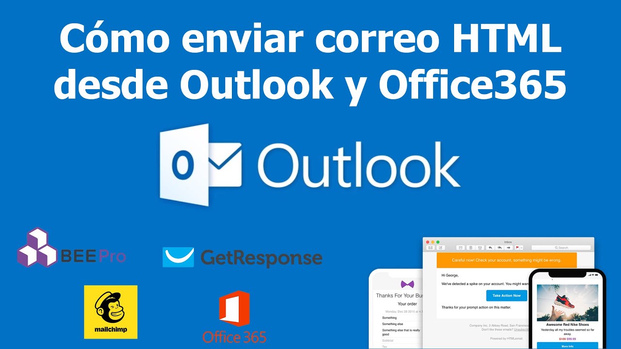 Cómo enviar correo HTML desde Outlook y Office365 - YouTube