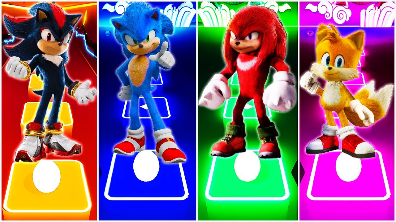 Shadow🆚Sonic The Hedgehog🆚Knuckles🆚Tails 🎶Tiles Hop EDM Rush - YouTube