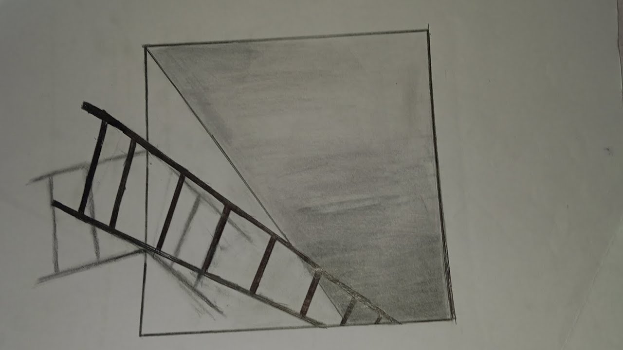 3d ladder sketch 🪜| sketch with simple pencil 🗒️ 🏼|drawing for ...