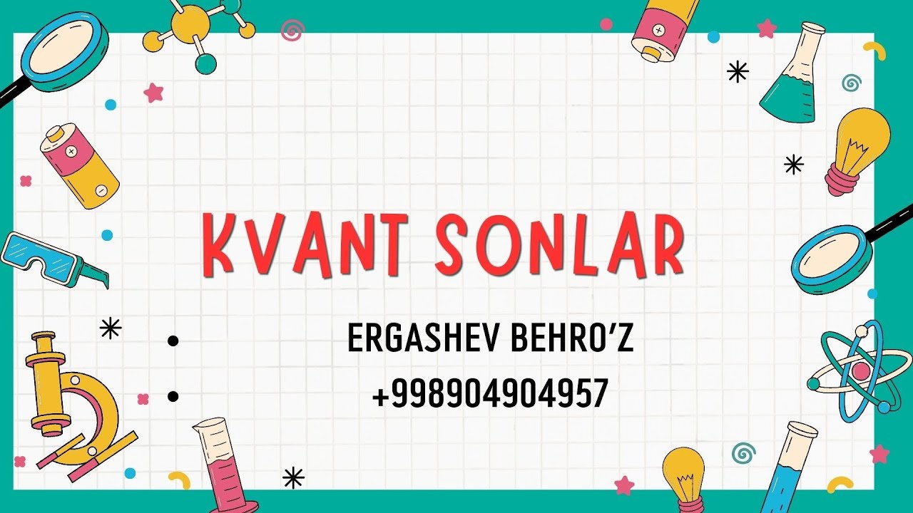 9 - Dars //KVANT SONLAR | ORBITAL KVANT SON | KVANT SONLARGA DOIR MASALALAR |MEGA KIMYO KVANT ...