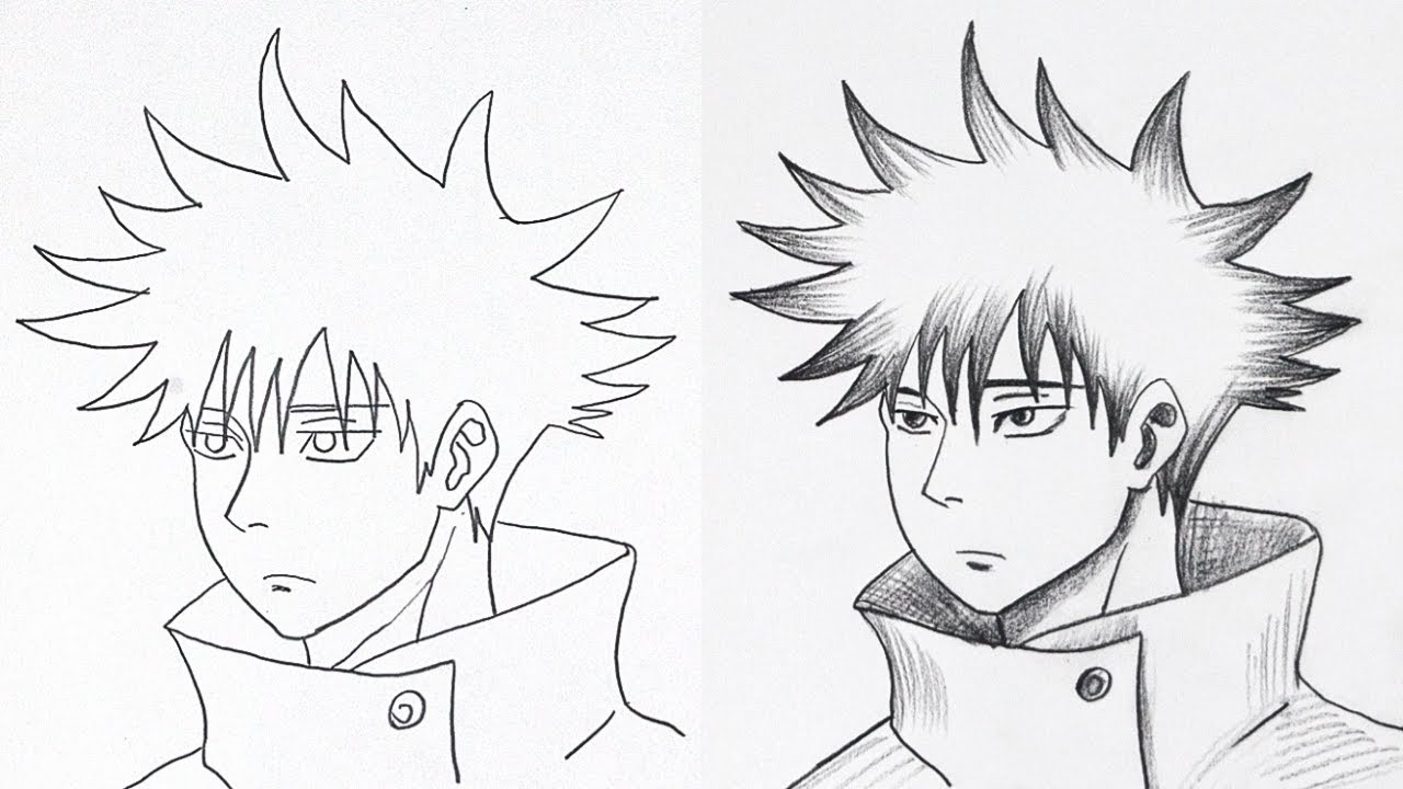 How to draw Megumi from jujutsu Kaisen || Easy Pencil Megumi step by ...