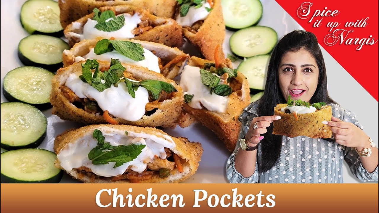 Chicken Bread Pocket Recipe |Crispy & Light | Stuffed Bread Pockets ...