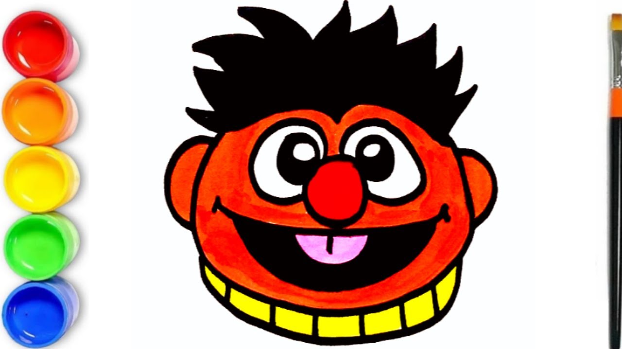 🟠 Drawing and Coloring Ernie From Sesame Street | Sesame Street Drawing ...