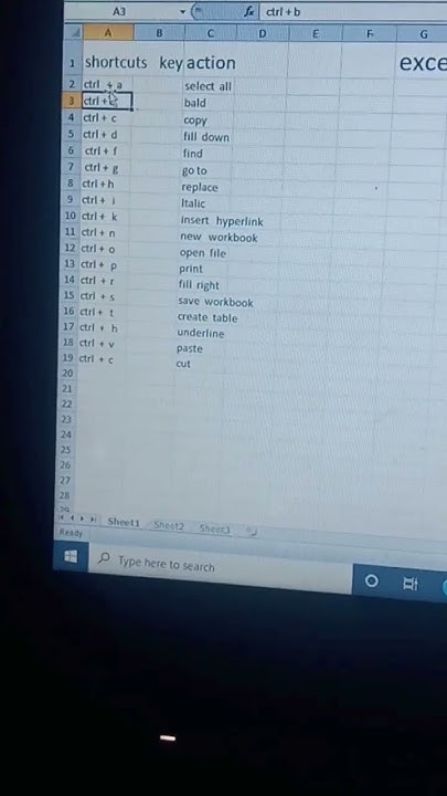 Excel shortcut key #excelworld - YouTube