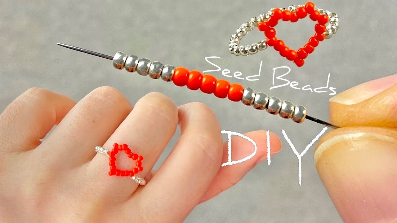 Easy Beaded Ring Tutorial: Seed Bead Rings | DIY Heart Ring - YouTube