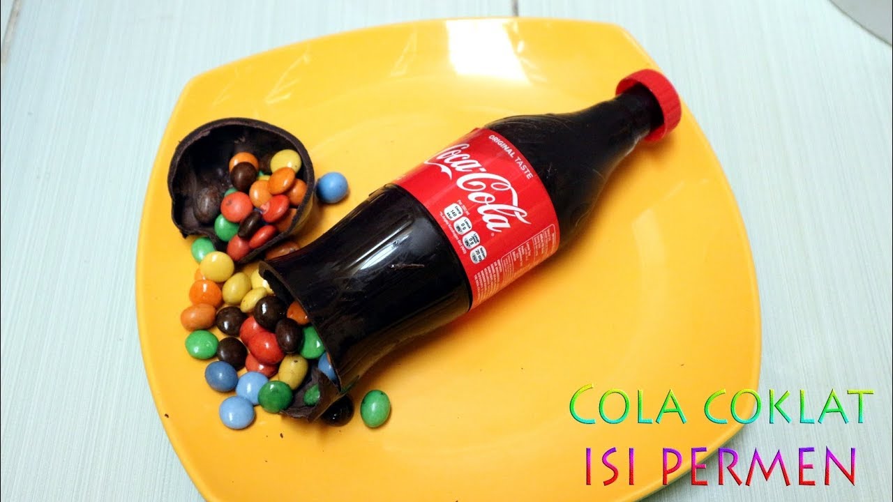 Membuat makanan kreatif Coca cola coklat isi permen - YouTube