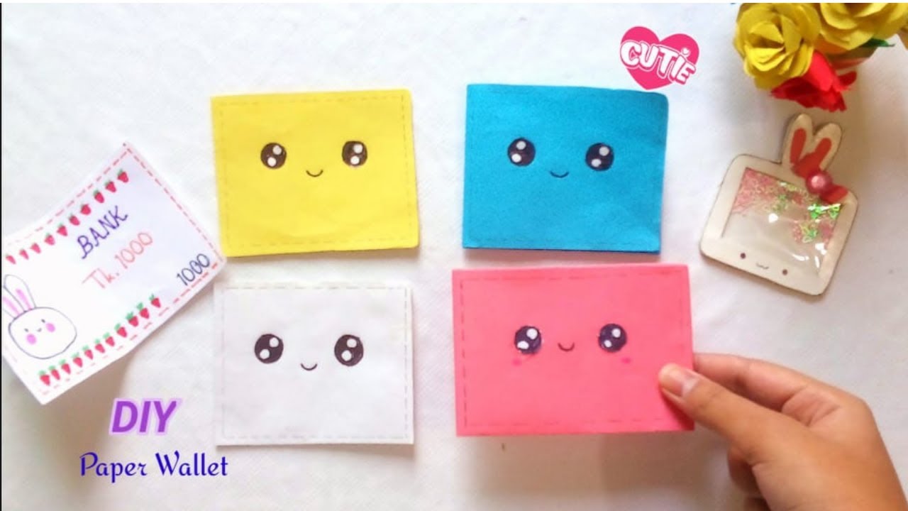 How to make a cute paper wallet | Origami wallet | origami craft with ...