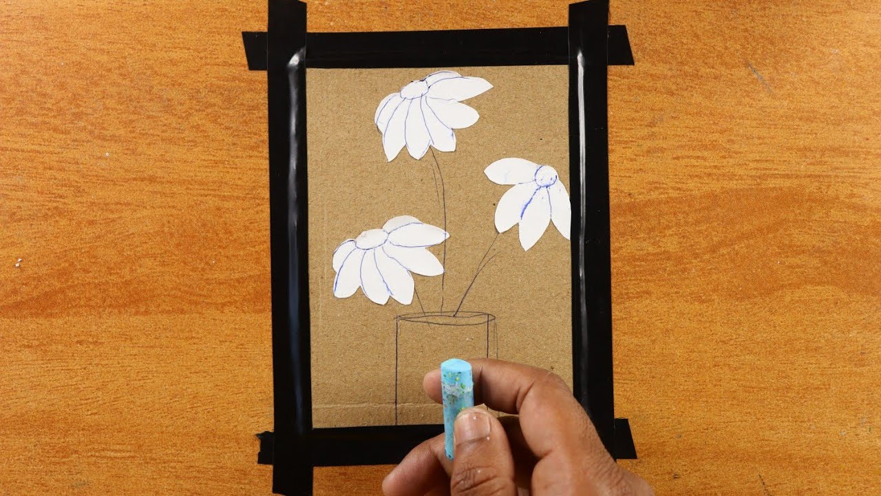 Drawing on cardboard / easy oil pastel drawing for beginners - YouTube